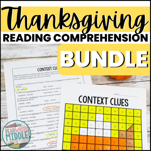 Thanksgiving Reading Comprehension Bundle Activities Middle School ...
