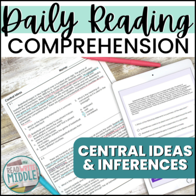Central Idea Daily Reading Comprehension Passages Main Idea ...