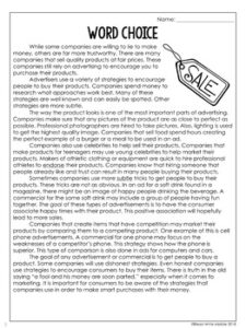 Word Choice Reading Comprehension Passages and Questions - Read Write ...