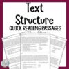 Text Structure Reading Comprehension Passages and Questions Quick Reads ...