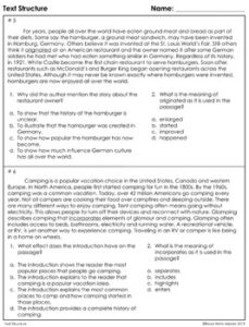 Text Structure Reading Comprehension Passages and Questions Quick Reads ...