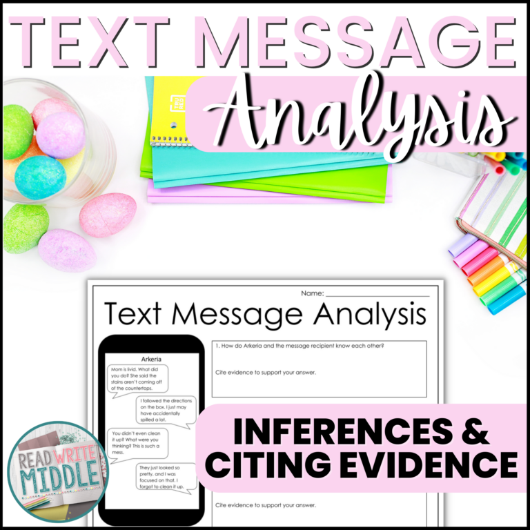 Easter Text Message Analysis Making Inferences & Citing Evidence - Read ...